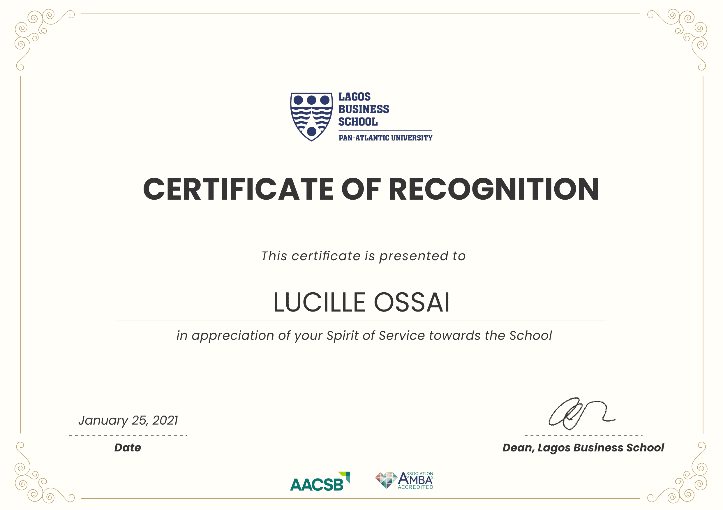 Awards & Recognition – Lucille Ossai
